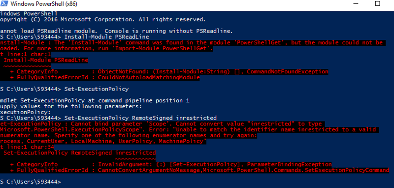 Solved: When I luanch Windows Power Shell x86 I get the error "Cannot load PSReadline module ...