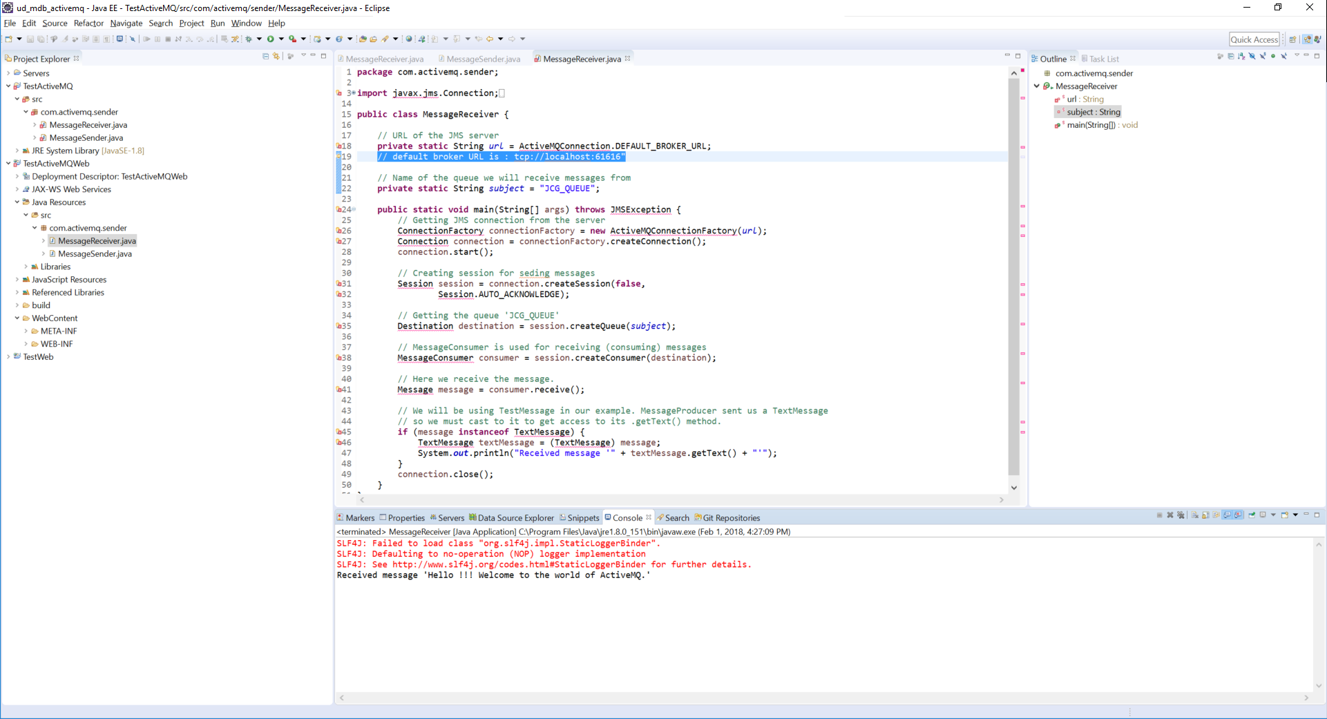 Solved: jms example error | Experts Exchange
