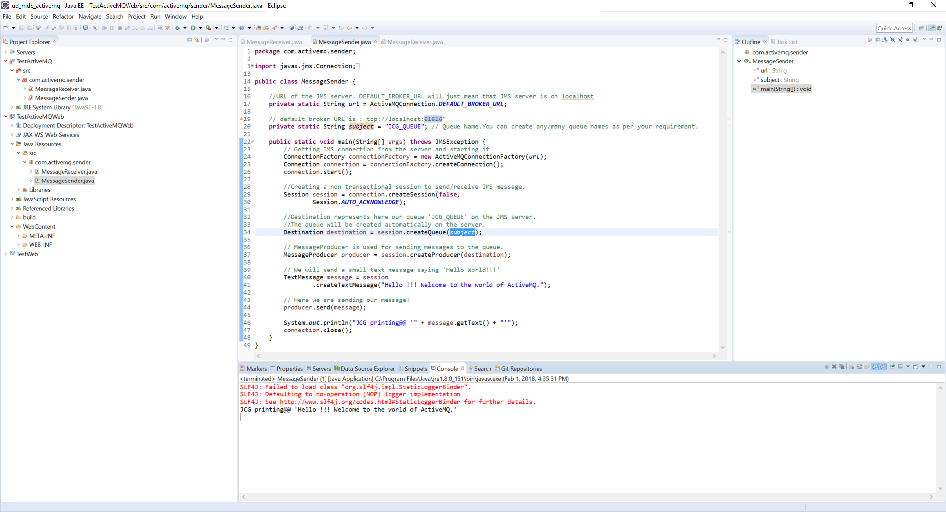 Solved: jms example error | Experts Exchange