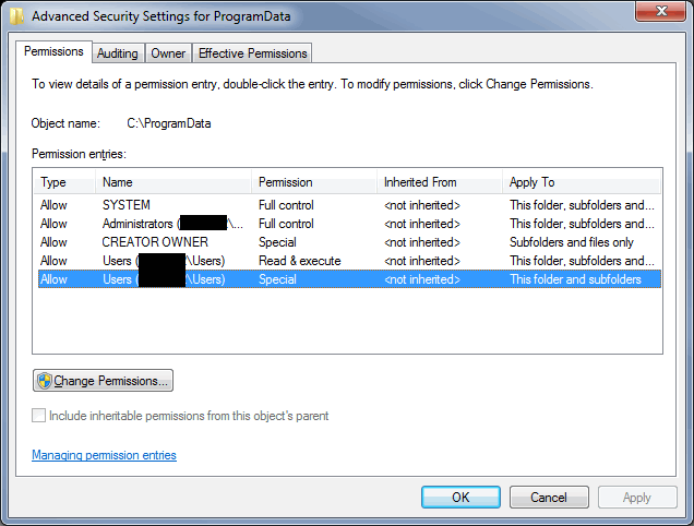 Solved: Users can not access c:\Programdata directory | Experts Exchange