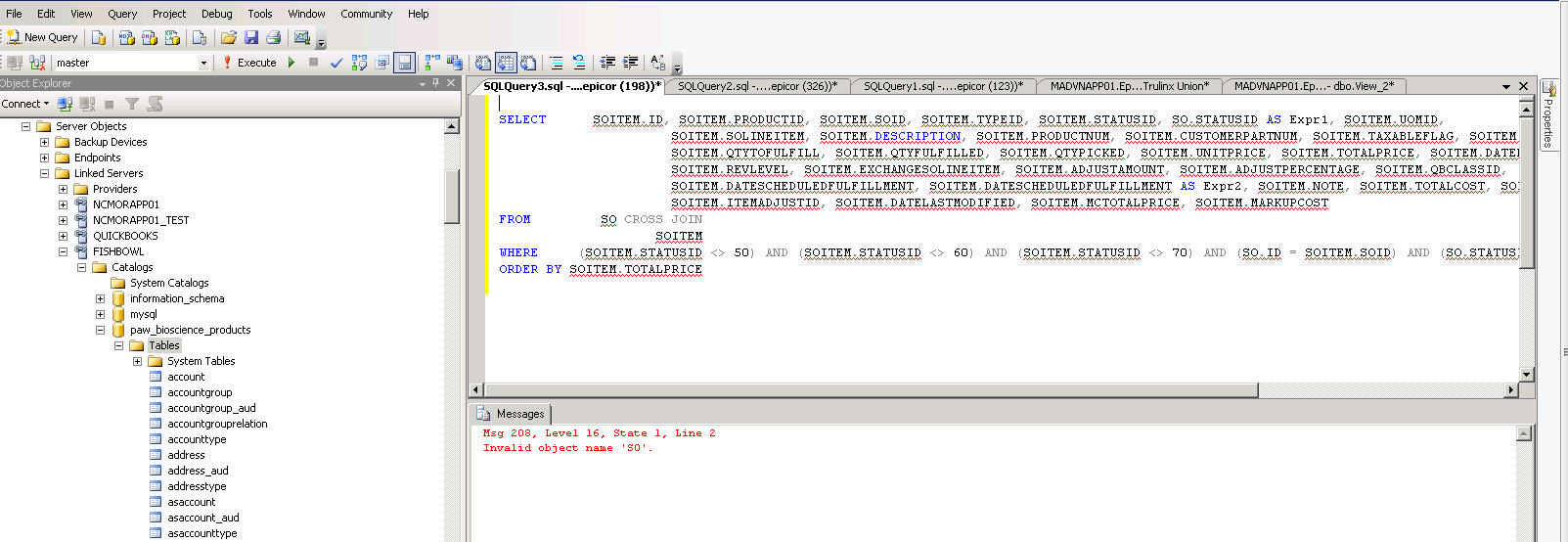 Solved: Msg 7314, Level 16, State 1, Line 1 | Experts Exchange