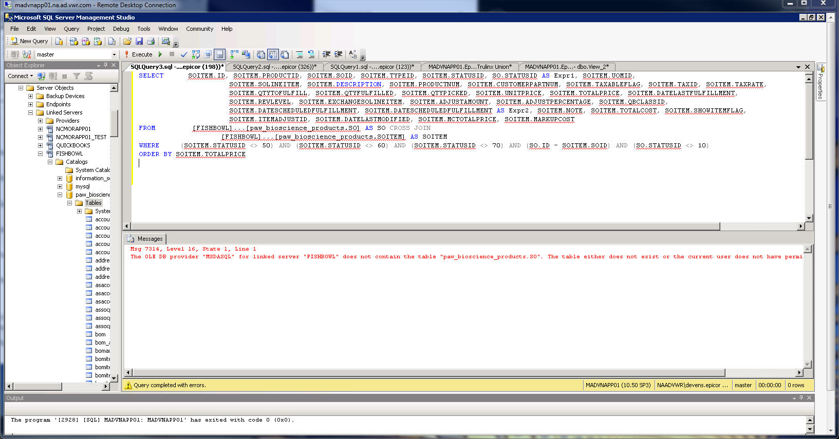 Solved: Msg 7314, Level 16, State 1, Line 1 | Experts Exchange