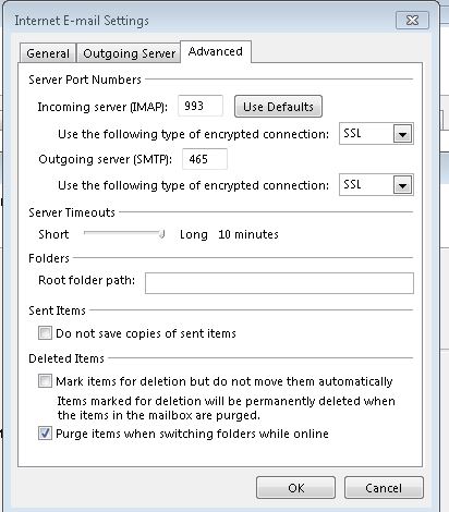 Solved: Outlook 2013 not connecting using secure ports to a 3rd party ...