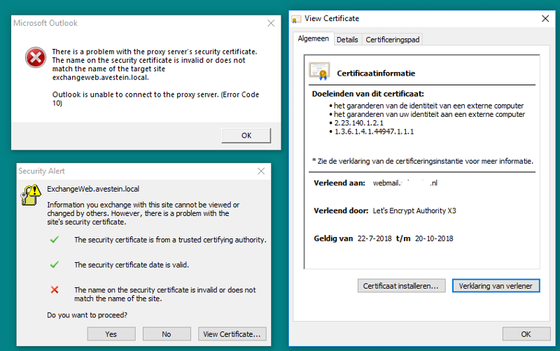 Solved: Problem in Outlook 2010/2013 with proxy server's security certificate and local security ...