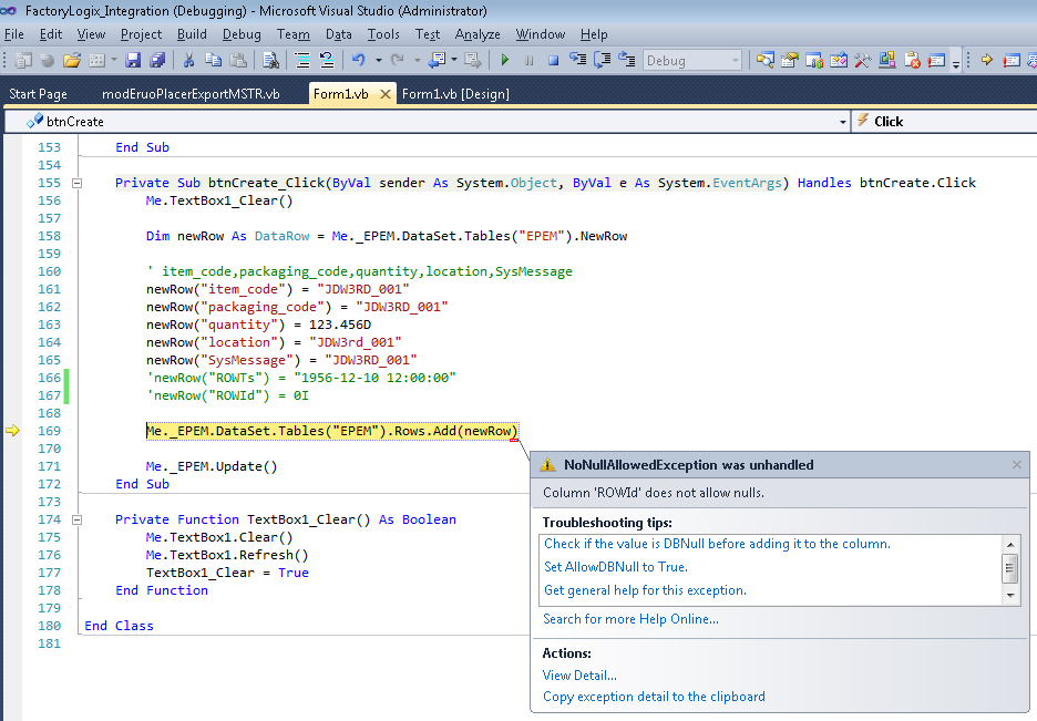 Solved Error From Sqldataadapterupdate When Trying To Add A New Row 9908