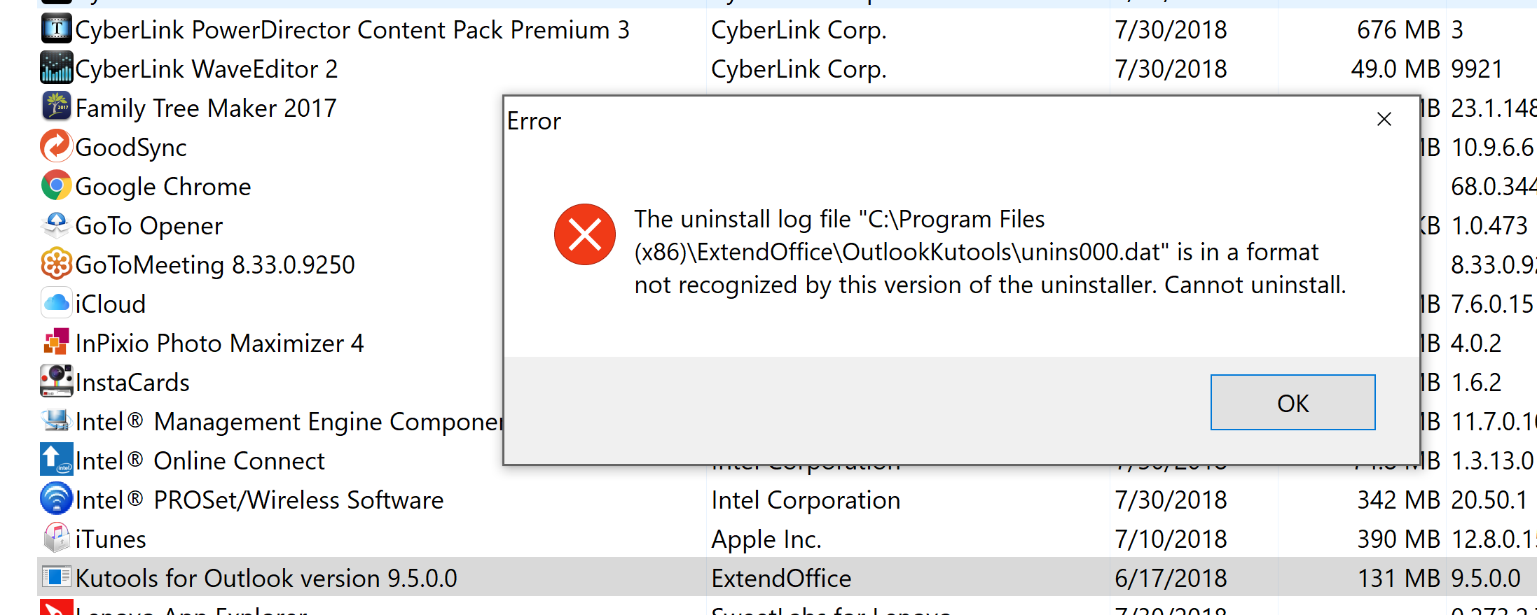Solved: Uninstall Error from Kutools | Experts Exchange