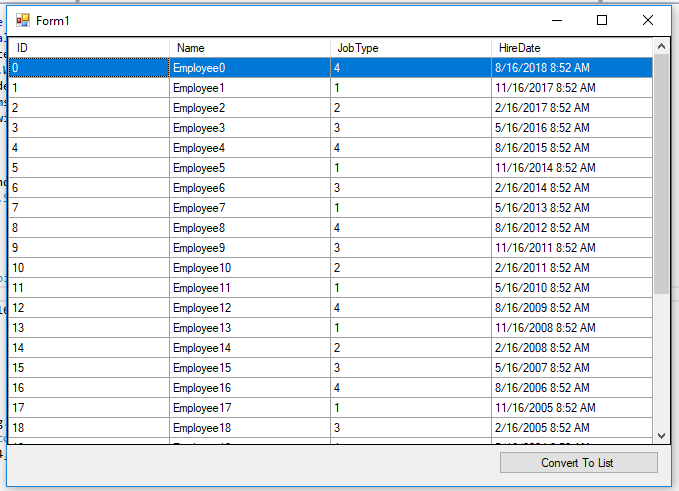 Vbnet Convert Datagridview To Listof String And Loop Through And Get Values From List
