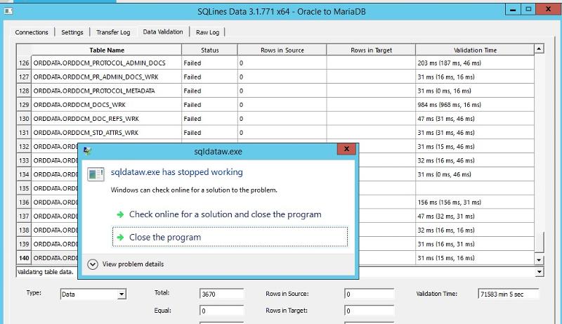 Solved: using SQL data to migration schema and data from Oracle to MariaDB | Experts Exchange