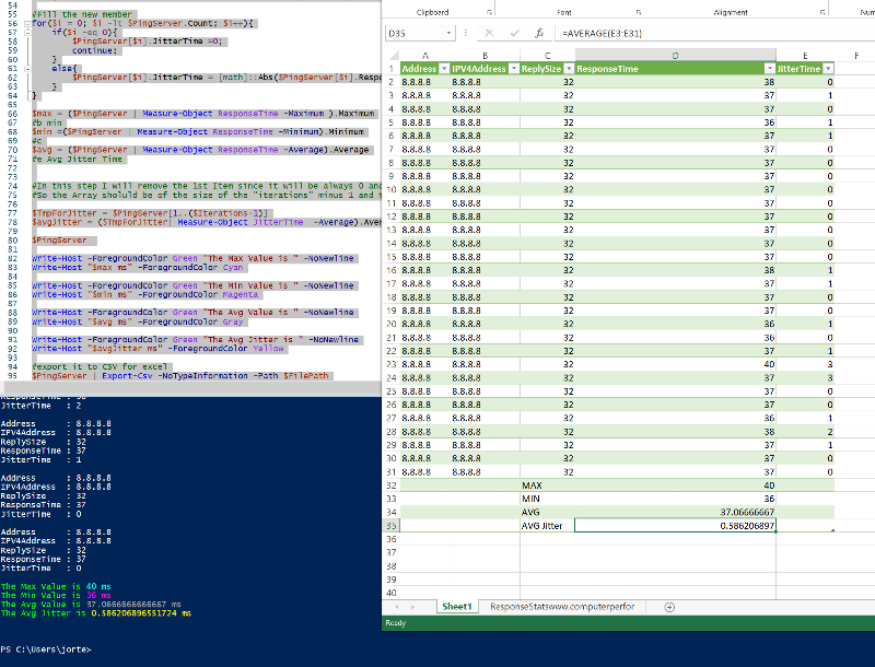 Powershell Test -Connection Jitter Time Solutions | Experts Exchange