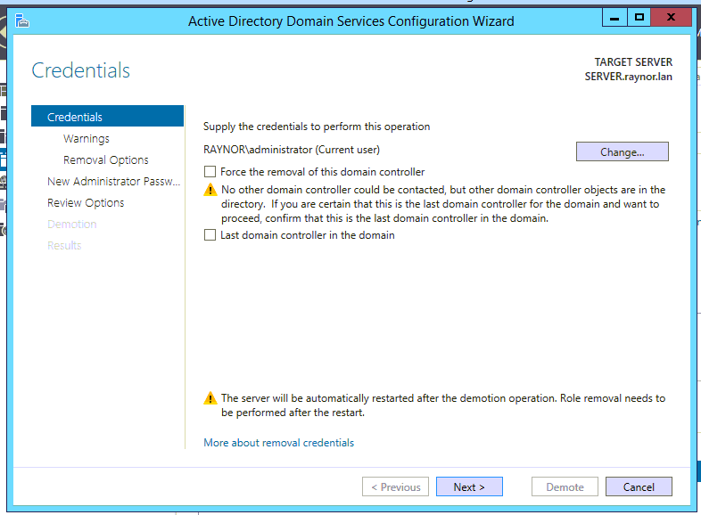 Solved: Need to demote one of two Domain Controllers. | Experts Exchange