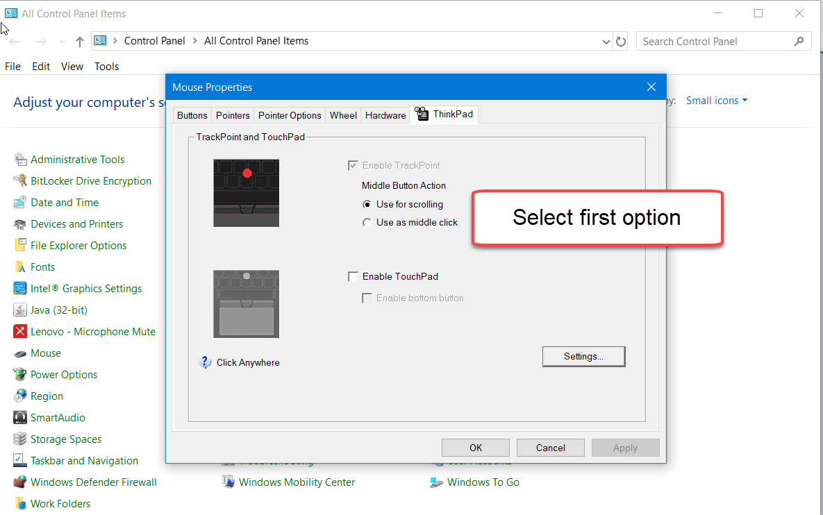 Solved: How to disable 3rd button continious scroll - Lenovo trackpoint ...