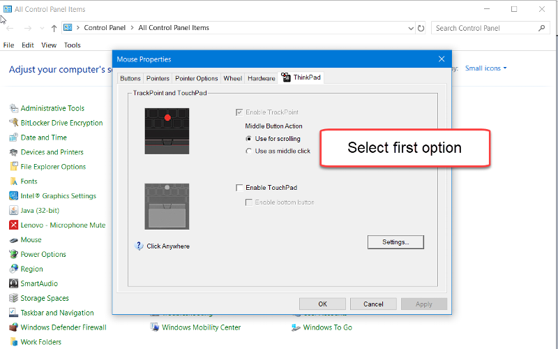 Solved: How to disable 3rd button continious scroll - Lenovo trackpoint ...