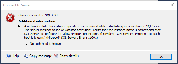Solved: SQL Server 2016 Alias Not Working | Experts Exchange