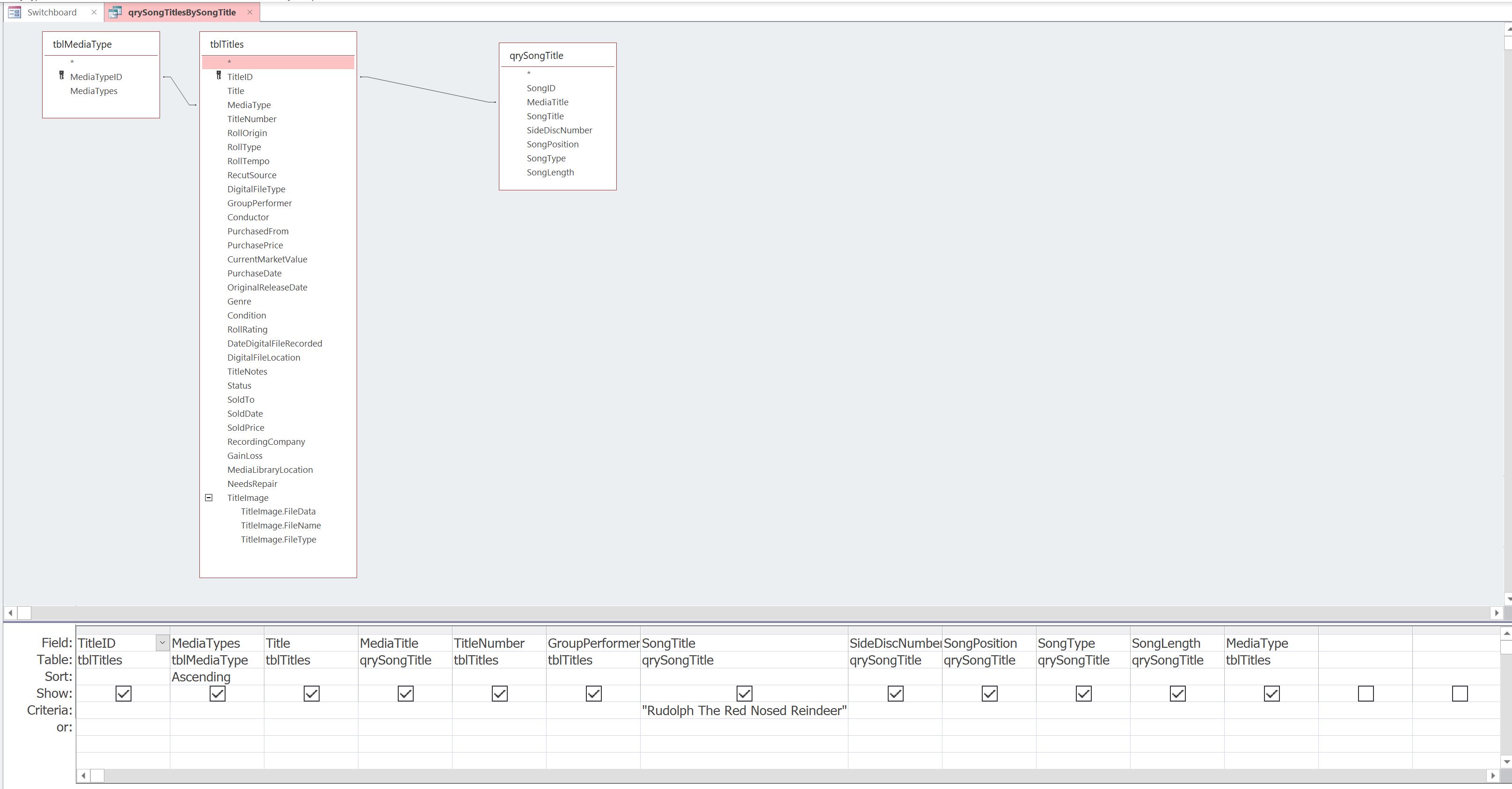 Solved: Setting up an SQL query for Song Title | Experts Exchange