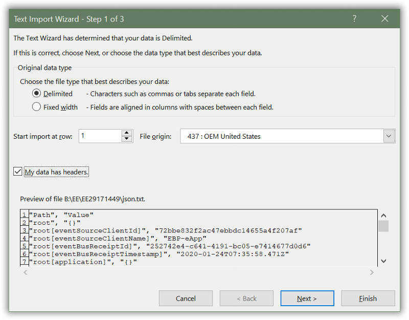 Solved: Error Importing JSON file into excel | Experts Exchange