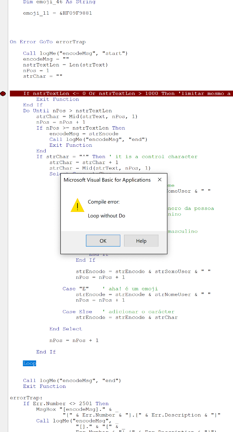 Solved: Lop without Do syntax error on ms/access VBA | Experts Exchange