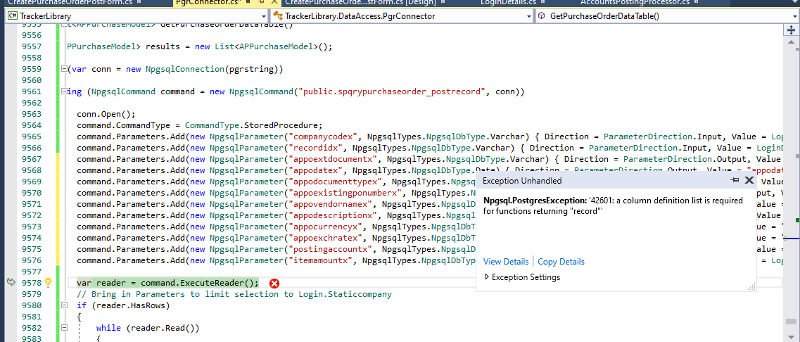 Solved: How do i provide a column definition list in a stored procedure ...