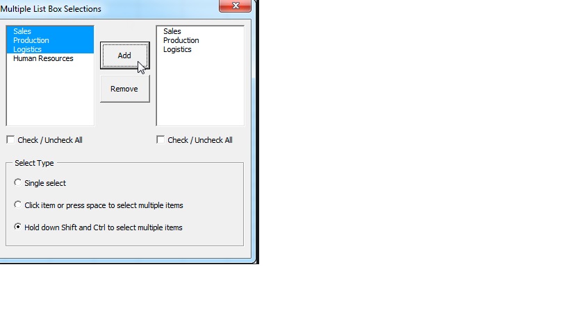 Solved: multiple list selection - vba howto | Experts Exchange