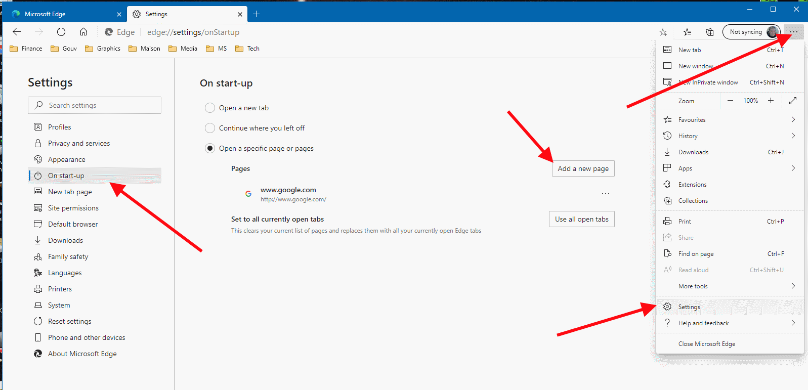 Solved: Configure PC's Microsoft Edge open with 2 default tabs ...
