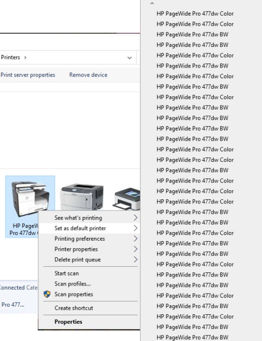 Solved: Multiple Copies (Clones) of HP Printer | Experts Exchange