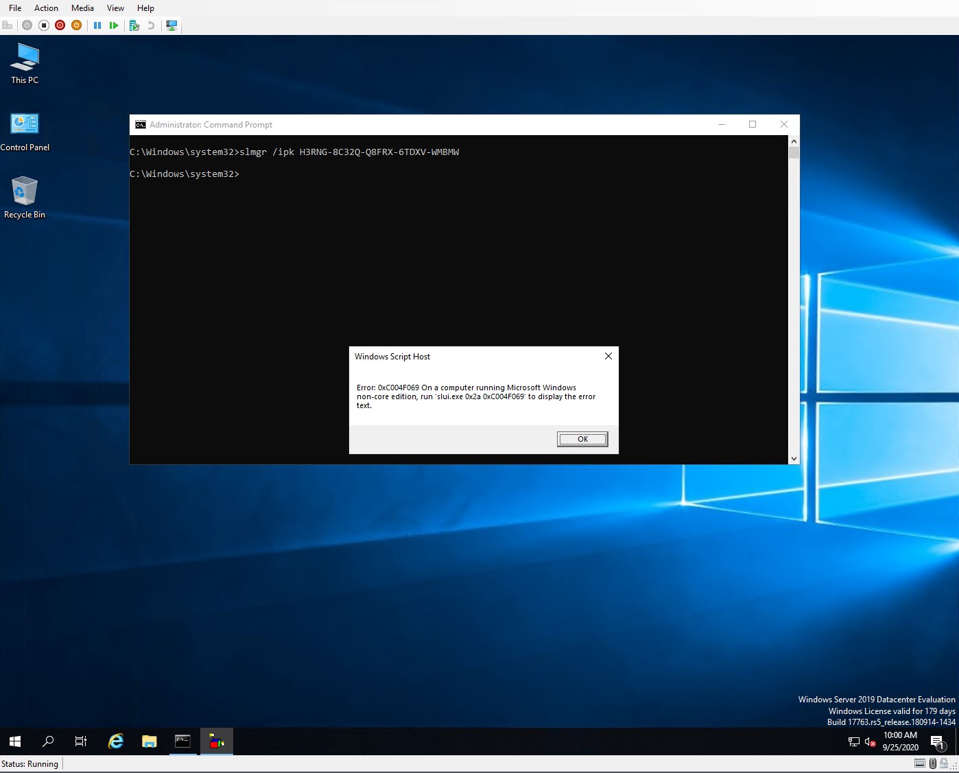 Solved Activate A Server 2019 Datacenter Vm On A Server 2019