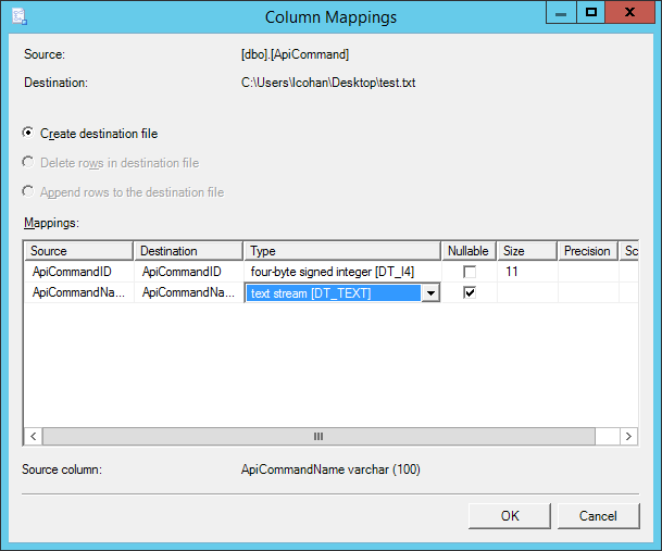 Solved: DT_NTEXT export error with SQL Server SSMS | Experts Exchange