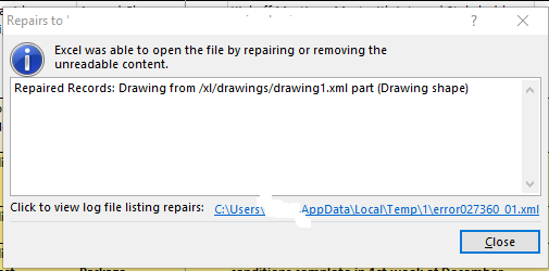 Solved: How do I troubleshoot or remove the source of this Drawing Shape error message in Excel ...
