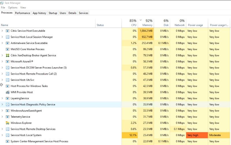 Solved: Citrix Cloud and Azure Win10 VDI Memory is almost 100% utilised ...