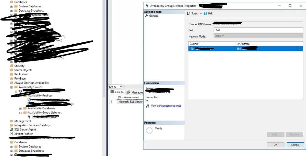 Solved: The listener is not configured for the availability group for ...