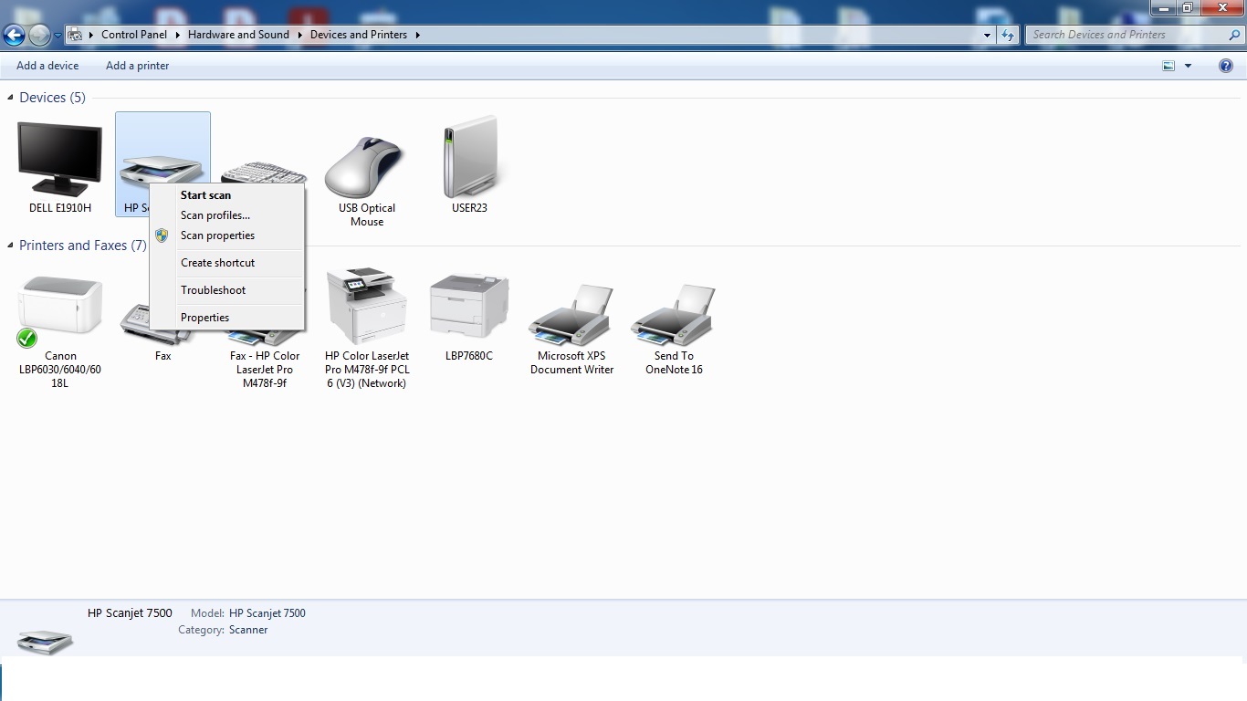 Solved: Setting up defualt scanner in windows 7 (HP 7500 scanner and HP479fnw network scanner ...
