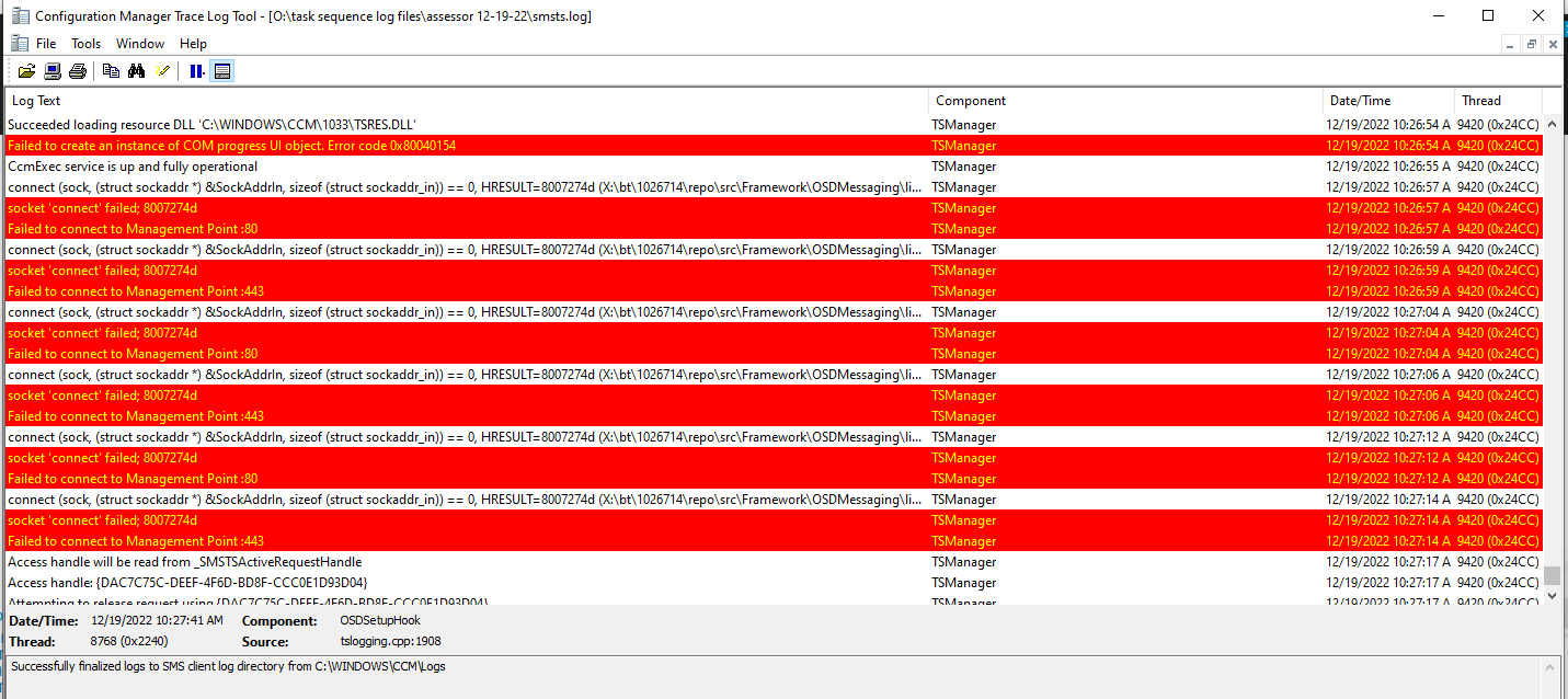 Solved What Is Root Cause Of Communication Errors In Smsts Log On The Client During Task