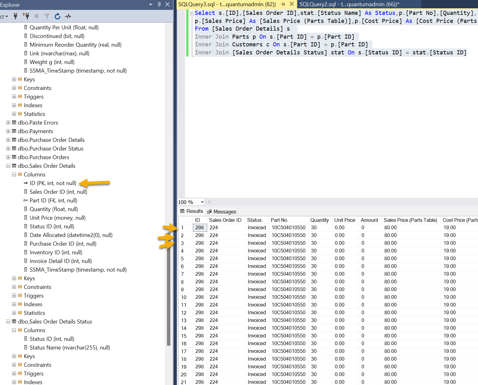 Solved Sql Query Problem Trying To Show Individual Records From Sales Orders Table Pulling In