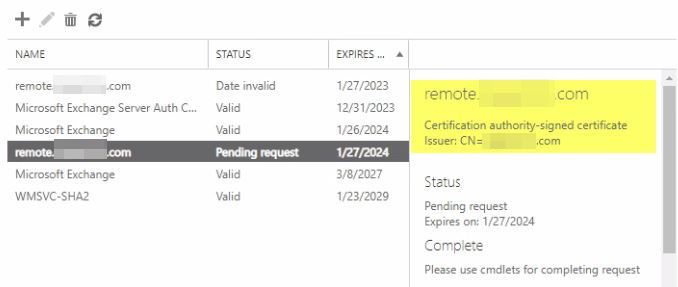 Solved: On-Premise Exchange Server Cert Renewal - Using PowerShell | Experts Exchange