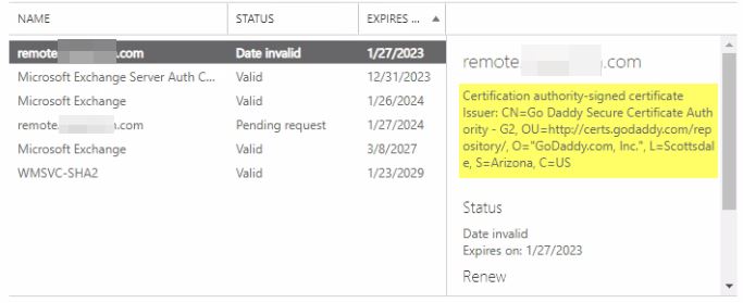 Solved: On-Premise Exchange Server Cert Renewal - Using PowerShell | Experts Exchange