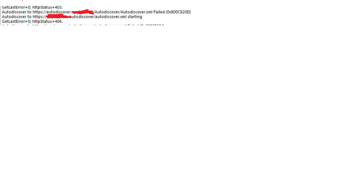 Solved: autodiscover failed with error 0x800C820D | Experts Exchange