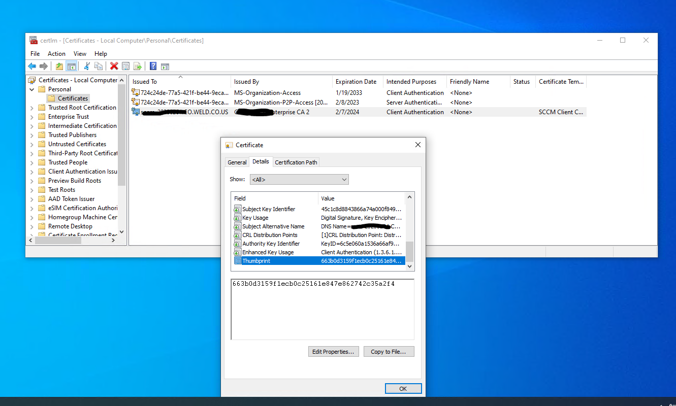 Does the workstation certificate deployed to clients for https communications need to be the ...