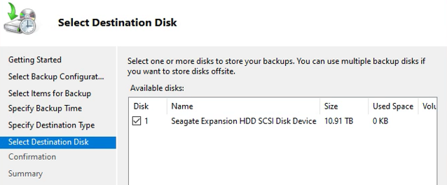 Solved: No disks are available for use as a backup storage destination in Windows Server Backup ...