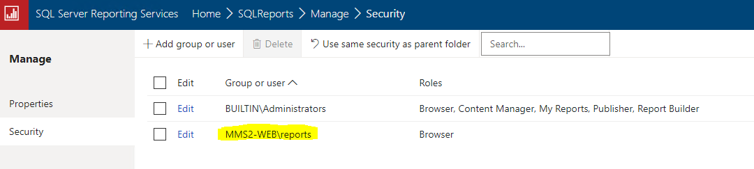 Solved: In SSMS where are the users stored for SSRS site authentication? | Experts Exchange