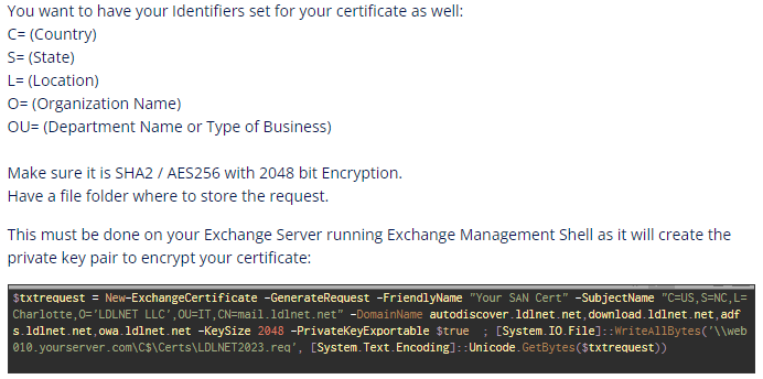 Solved: Exchange Server 2016 SSL CSR creation issue -PowerShell | Experts Exchange