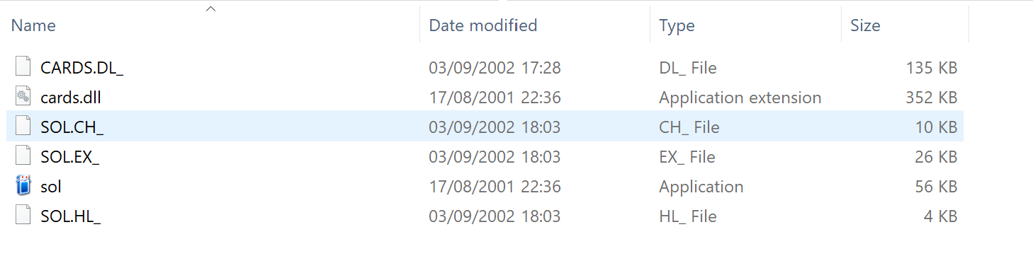 Solved: Can't get the Win XP version of Solitaire - sol.exe (with cards.dll) to run on Windows ...