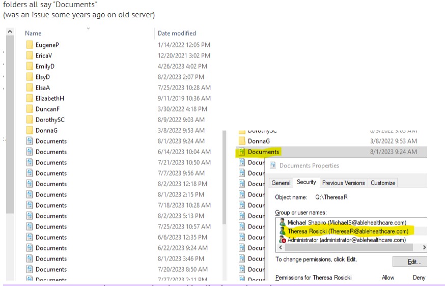 Server folders changed from the standard yellow folder to a document folder icon and all the ...