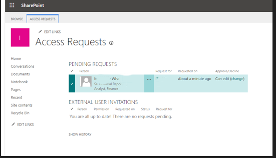 Solved: Access Request page in the SharePoint of a company which is in ...