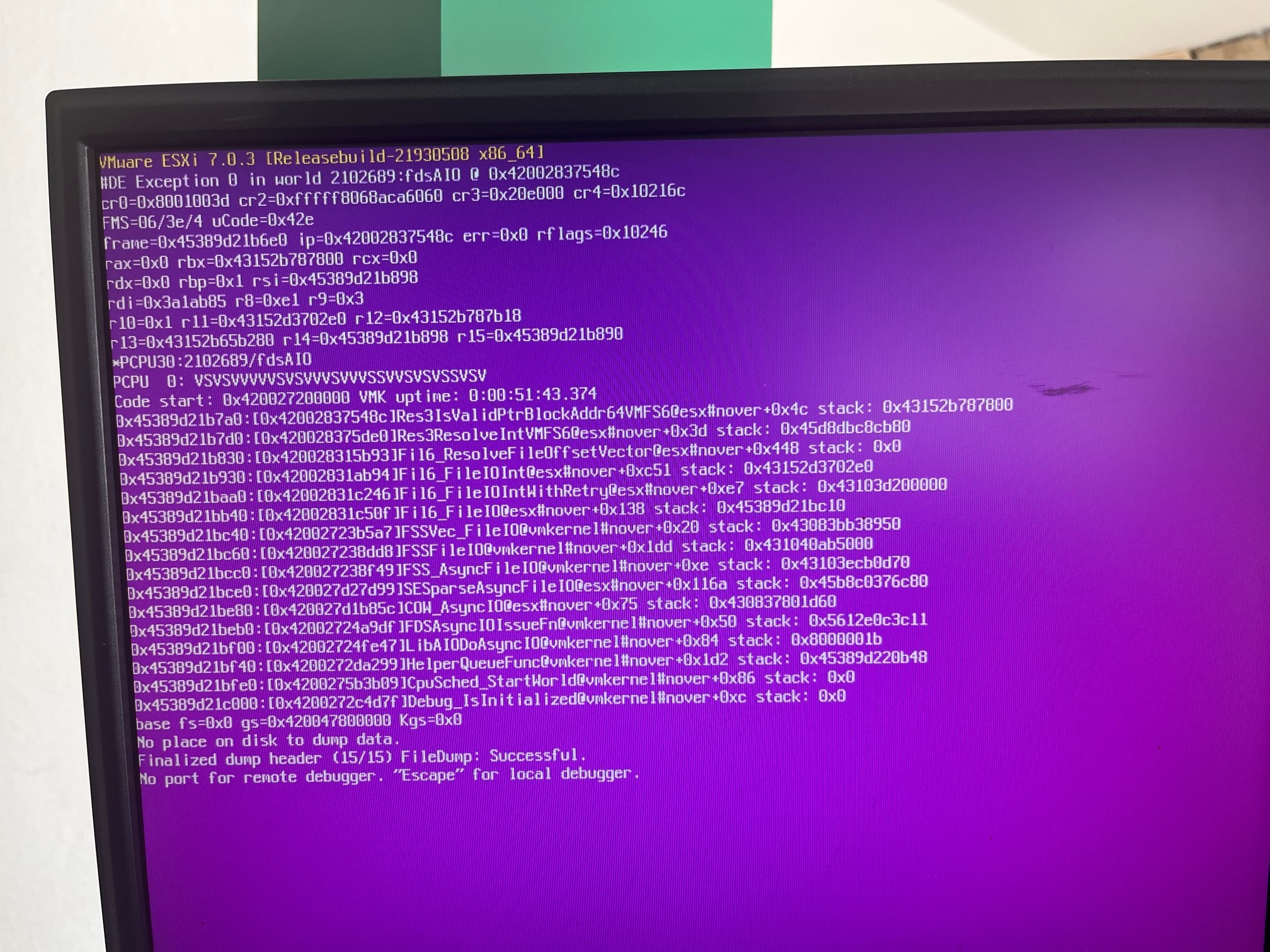 Solved: PSOD on VMware ESXi 7.0.3 | Experts Exchange