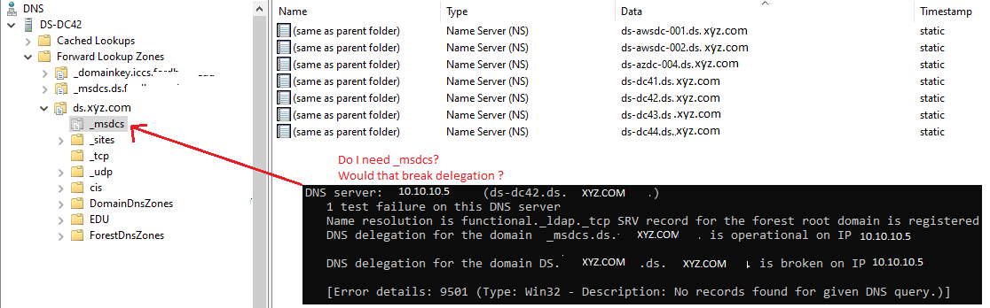 Solved: DNS service keeps shutting down. Broken Delegated domain. | Experts Exchange