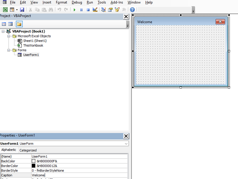 Creating a custom Welcome form in Excel | Experts Exchange