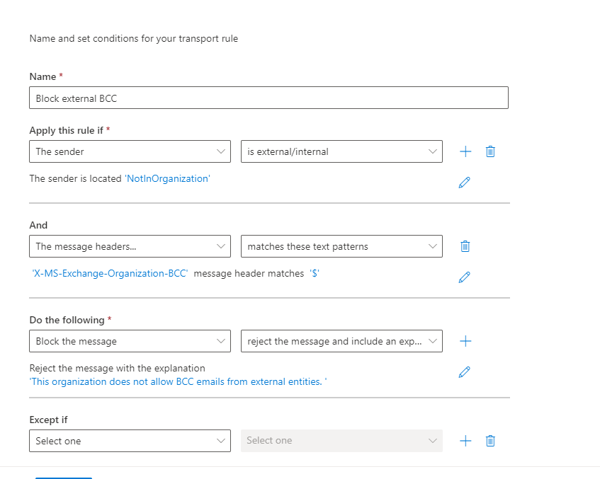 Solved: Exchange rule to prevent receiving BCC inbound emails | Experts ...