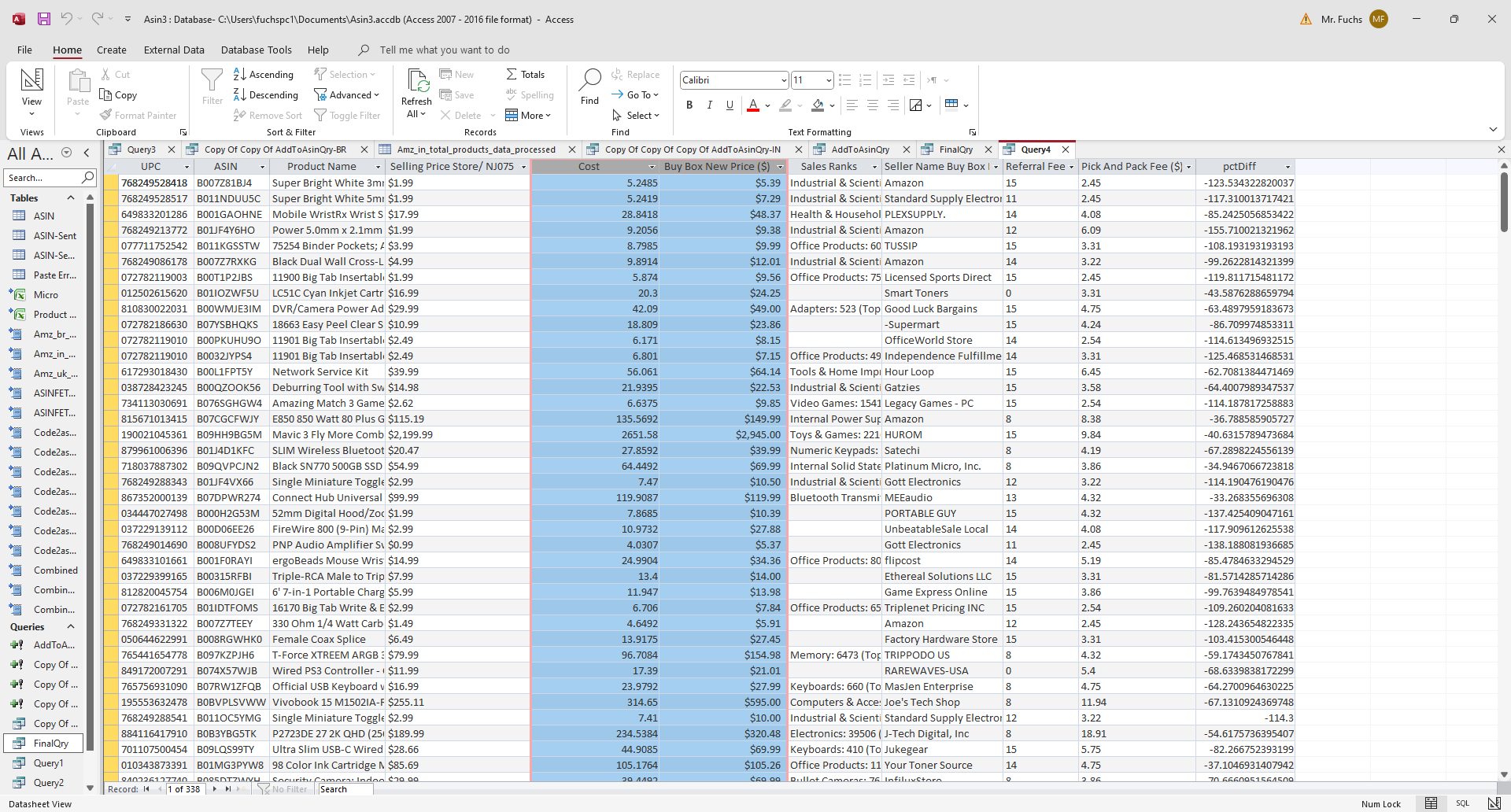 Solved: Query showing % difference in price | Experts Exchange