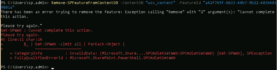 Solved: SharePoint 2016 - This feature is referenced in database, but isn't installed on the ...