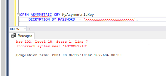 Solved: Asymmetric key encryption for SQL server 2019/2022 column level encryption | Experts ...