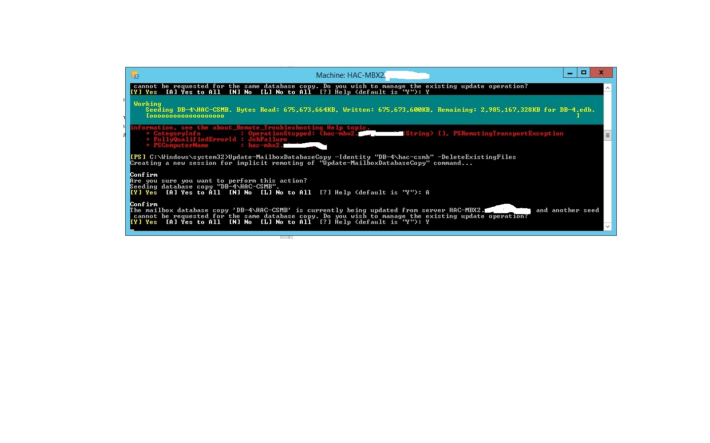 Solved: Exchange 2013 passive database replication fail. | Experts Exchange